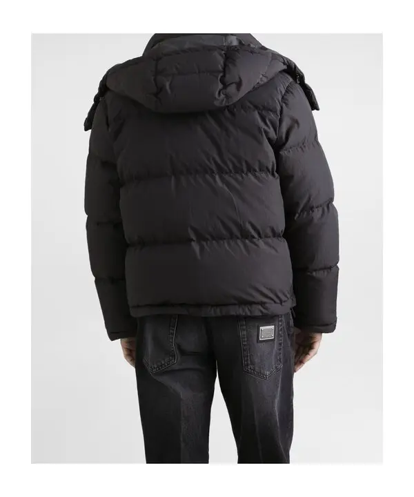 Dolce & Gabbana Hooded Down Puffer Jacket - Deep Anthracite Color