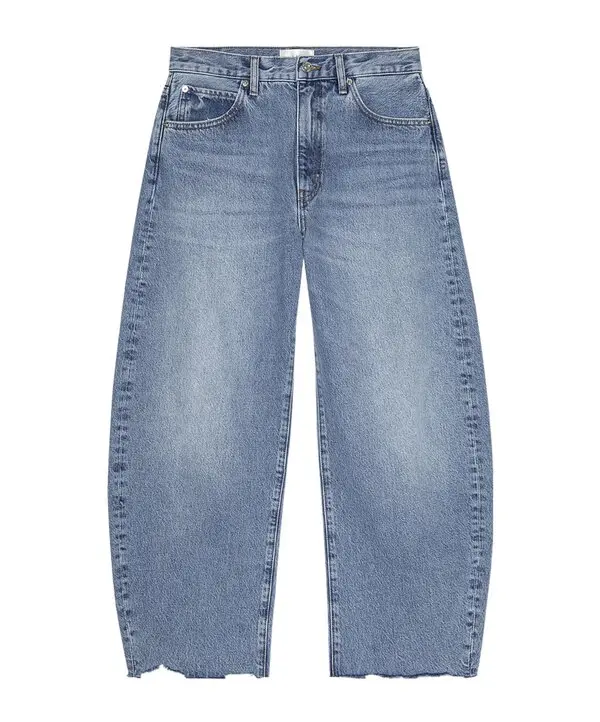 FRAME The Bubble Crop Barrel Jeans - Blue