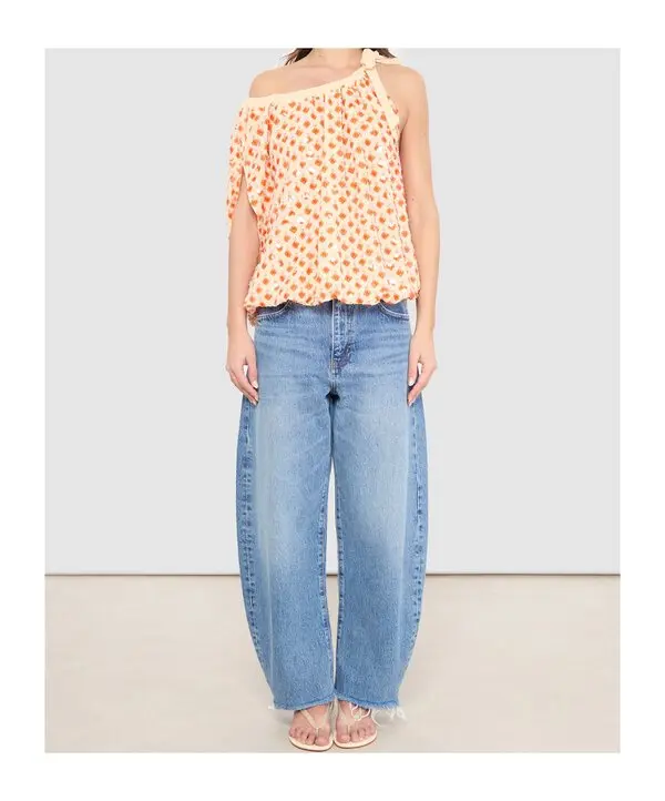FRAME The Bubble Crop Barrel Jeans - Blue