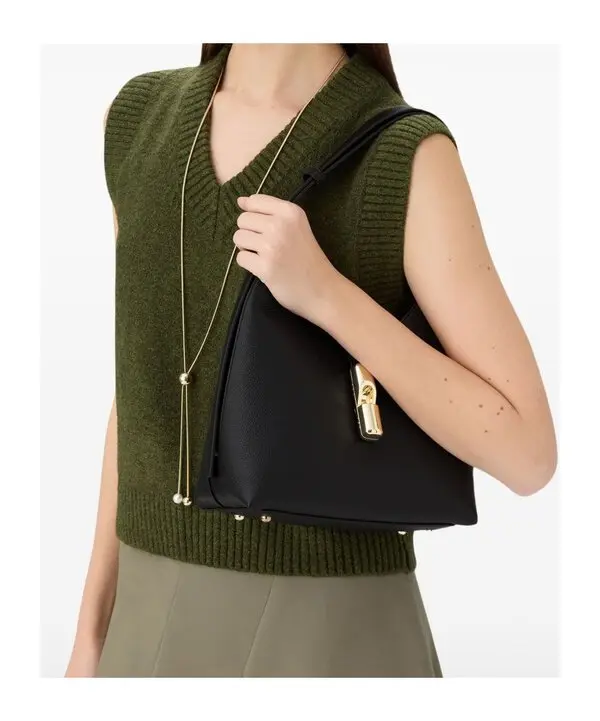 Furla Logo Detail Shoulder Bag - Black