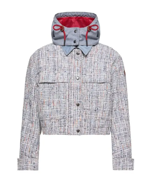 Moncler Termez Hooded Tweed Jacket - Sky Blue