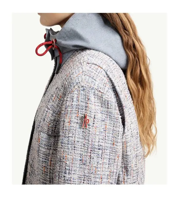 Moncler Termez Hooded Tweed Jacket - Sky Blue