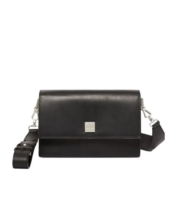 Max Mara Bianca Roughs Foldover Top Shoulder Bag - Black