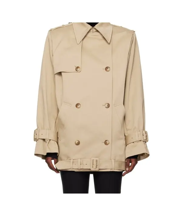 MUGLER Buckle Double-breasted Jacket - Beige