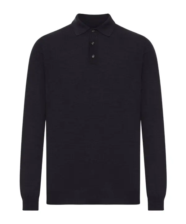 ZANONE Long-sleeve Polo Shirt - Black