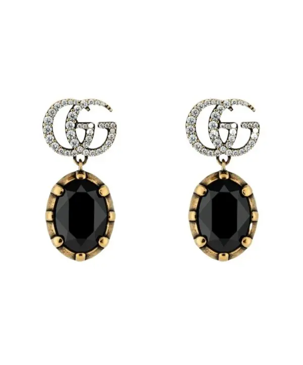 Gucci Gg Marmont Crystal Earrings - Old Gold Metal