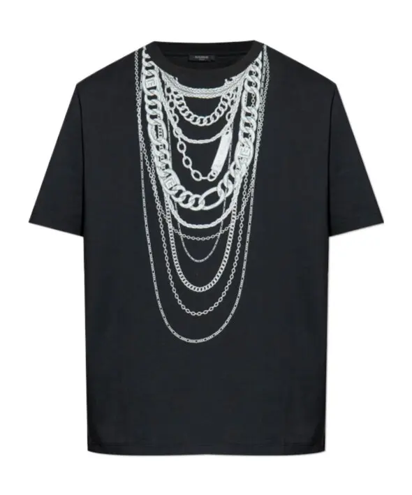 Balmain Detail Printed Short-sleeved T-shirt - Black
