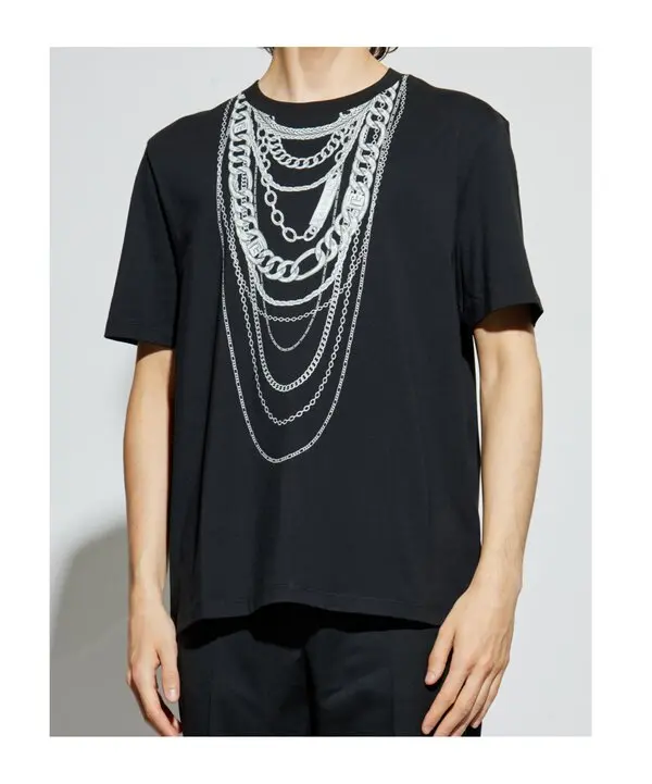 Balmain Detail Printed Short-sleeved T-shirt - Black