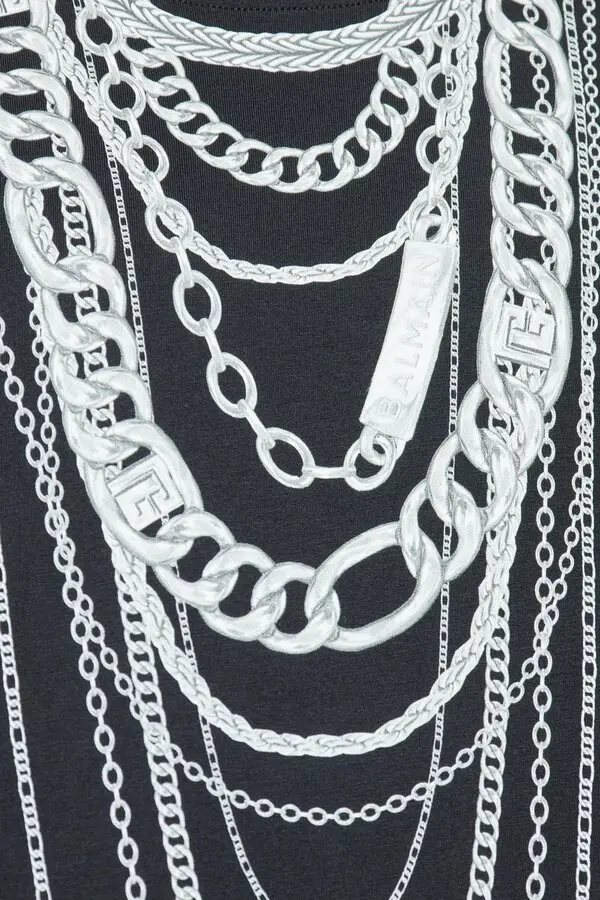 Balmain Detail Printed Short-sleeved T-shirt - Black