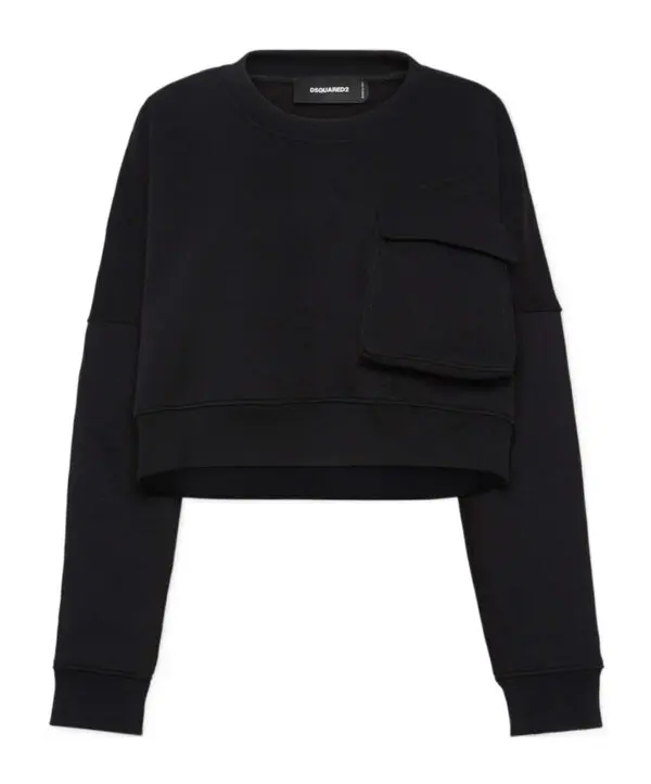 Dsquared2 Icon New Generation Onion Cropped Crewneck Sweatshirt - Black