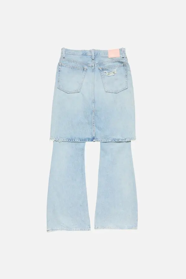 Acne Studios Distressed Panelled Jeans With Logo Patch - Light Blue