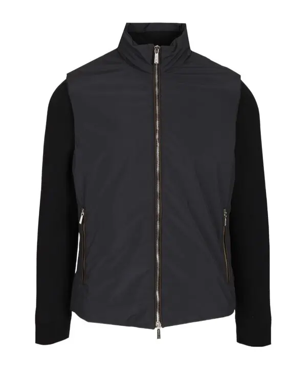 MOORER Evan Quilted Zip Jacket With Detachable Sleeves - Blue