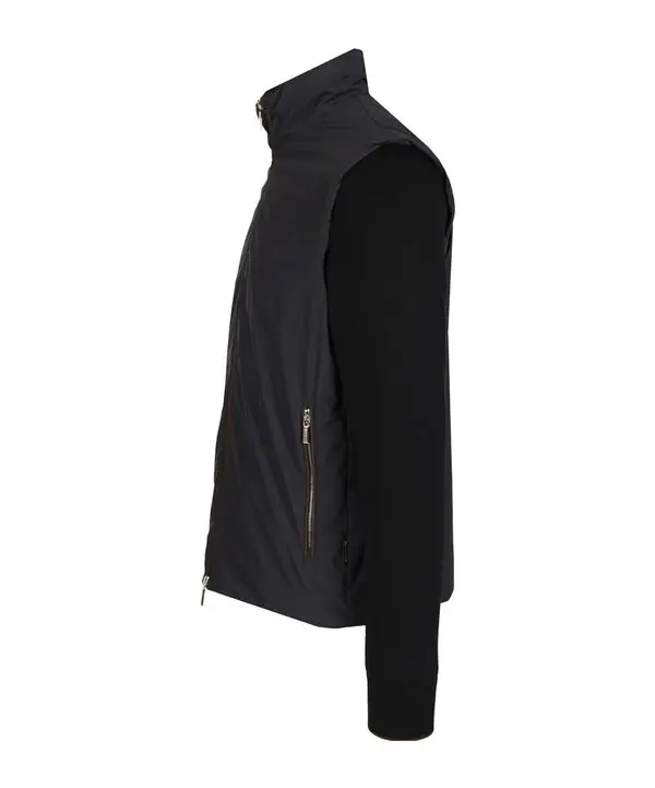 MOORER Evan Quilted Zip Jacket With Detachable Sleeves - Blue