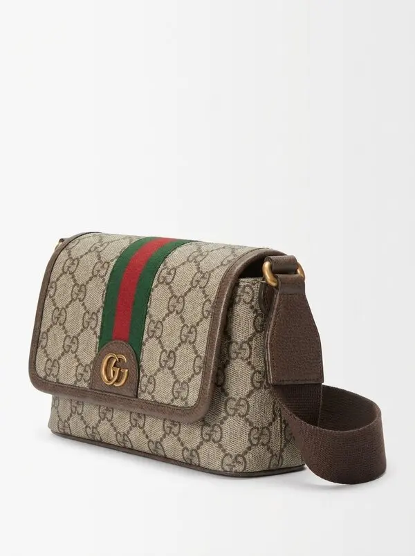 Gucci Ophidia Gg Monogram Shoulder Bag - Beige And Dark Brown