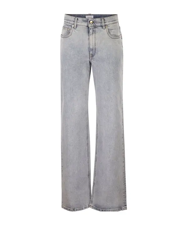 Fabiana Filippi Water-marbled Denim Pants - Gray