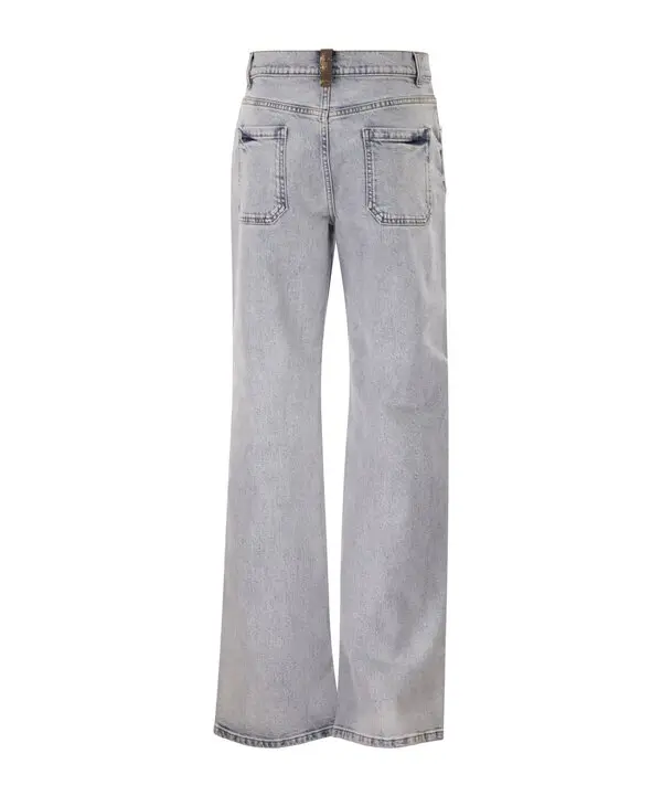 Fabiana Filippi Water-marbled Denim Pants - Gray