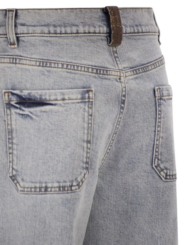 Fabiana Filippi Water-marbled Denim Pants - Gray