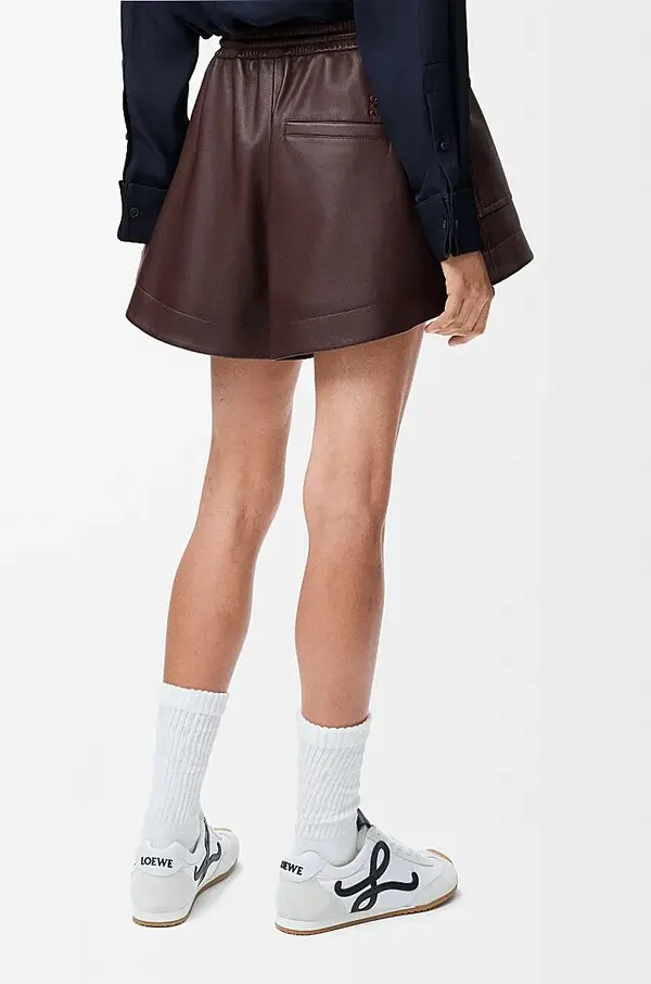 Loewe Nappa Lambskin Drawstring Waist Shorts - Chocolate Brown
