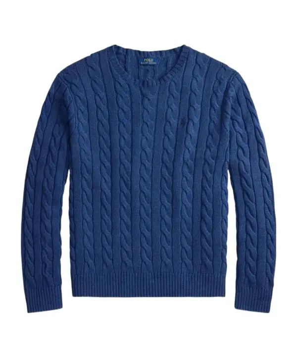 Polo Ralph Lauren Cable-knit Jumper With Embroidered Logo - Blue
