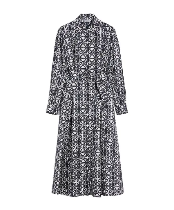Max Mara Esploso Graphic Print Long Sleeve Shirt Dress - Black