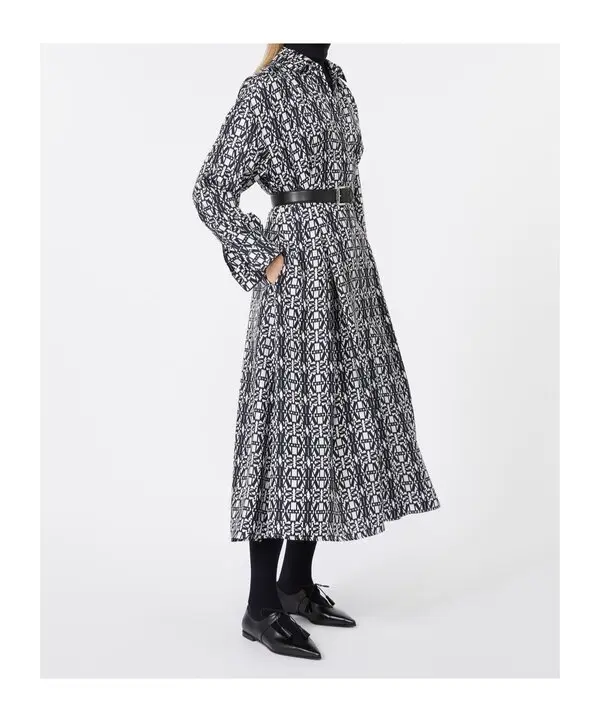 Max Mara Esploso Graphic Print Long Sleeve Shirt Dress - Black