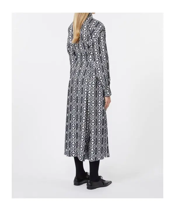 Max Mara Esploso Graphic Print Long Sleeve Shirt Dress - Black