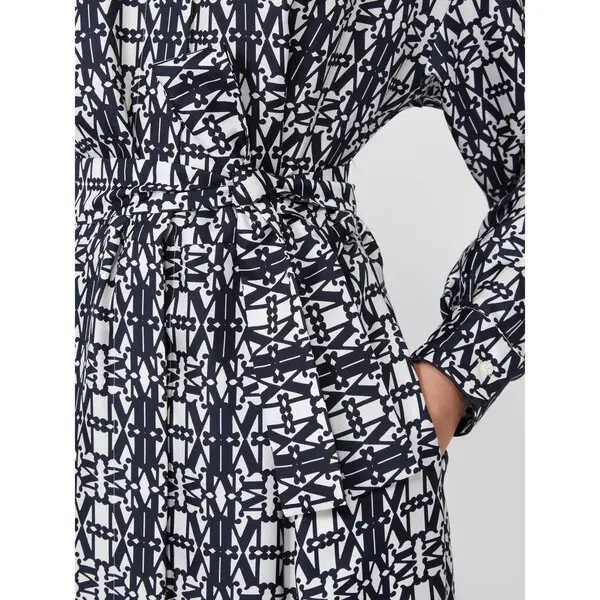 Max Mara Esploso Graphic Print Long Sleeve Shirt Dress - Black