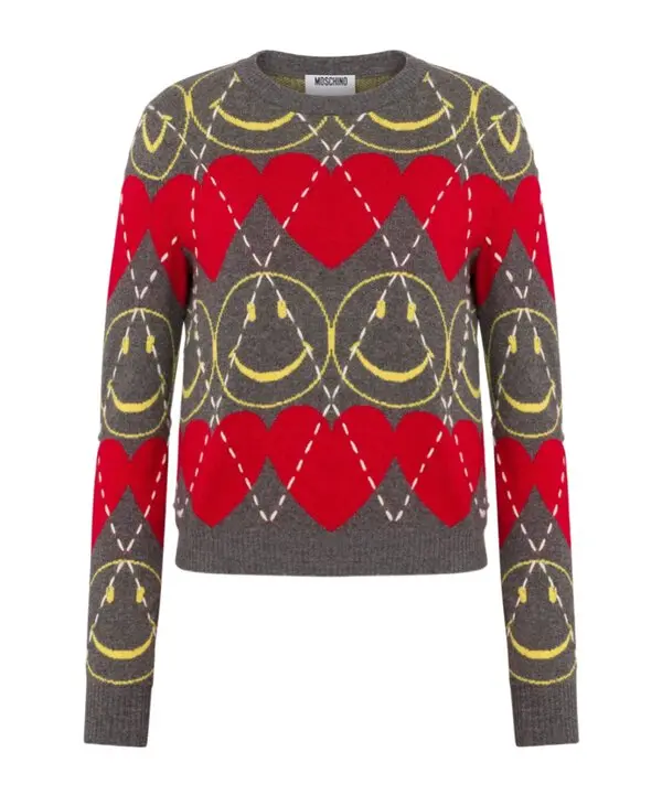 Moschino Smiley & Heart Wool-blend Pullover