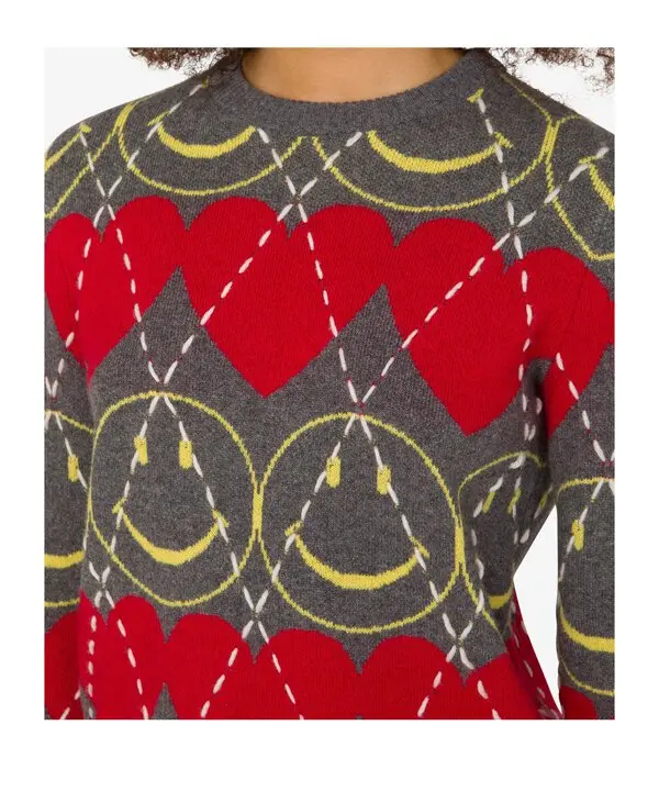 Moschino Smiley & Heart Wool-blend Pullover
