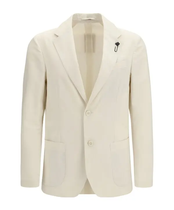 LARDINI Single-breasted Patch-pocket Blazer - White