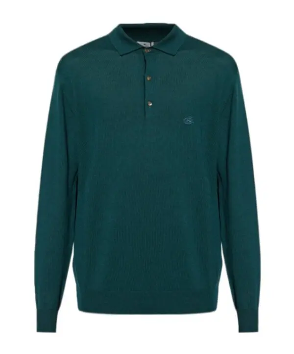 Etro Logo Embroidered Knit Polo Shirt