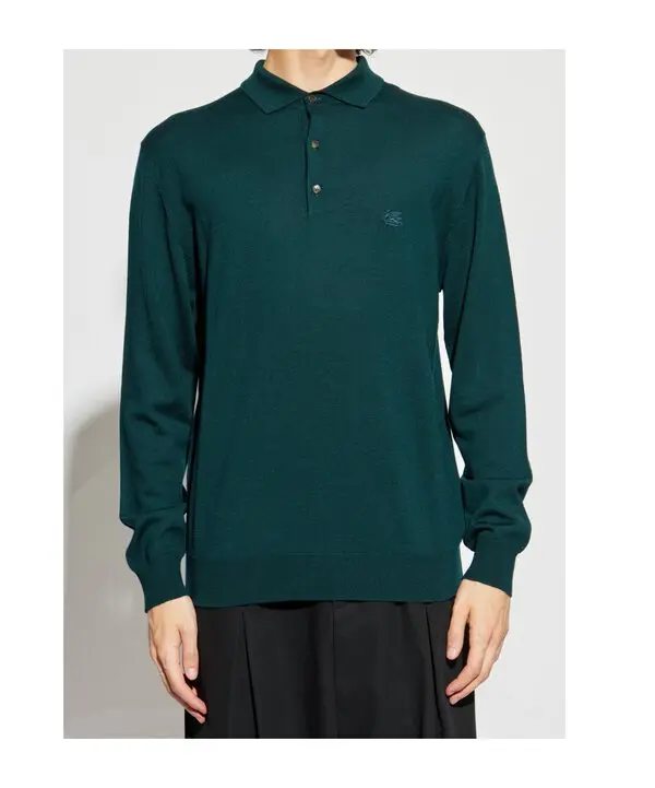 Etro Logo Embroidered Knit Polo Shirt