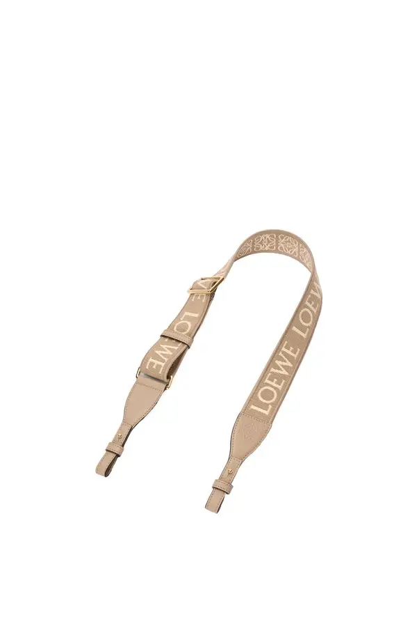 Loewe Anagram Loop Strap In Jacquard And Calfskin - Sand