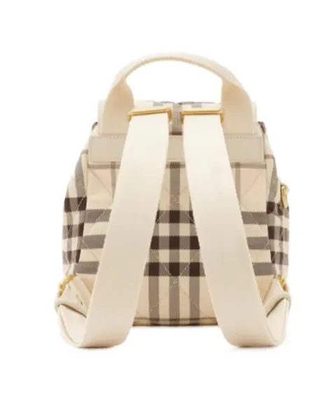 Burberry Horseshoe Checked Quilted Mini Backpack - Light Beige