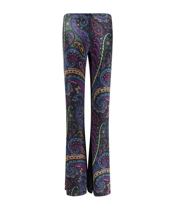 Etro Paisley Print Flared Leg Trousers - Black