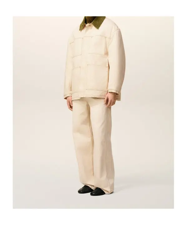 Ami Corduroy Velvet Padded Worker Jacket - Nude