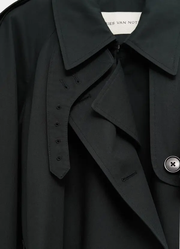 Dries Van Noten Long-sleeved Trench Coat - Black