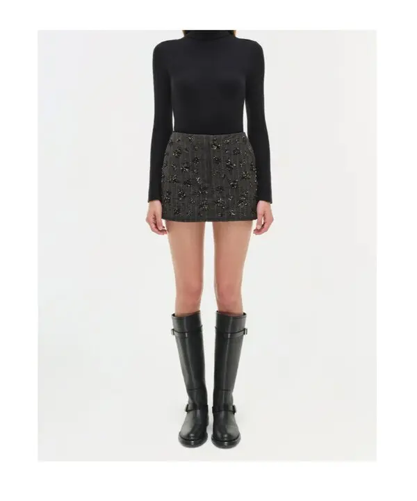 Simkhai Embellished Pinstripe Mini Skirt