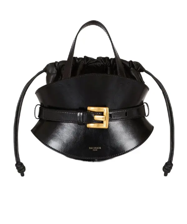 Balmain Shuffle Mini Bag In Calfskin Leather - Black