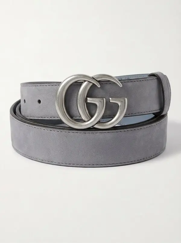 Gucci Gg Marmont Thin Belt - Grey