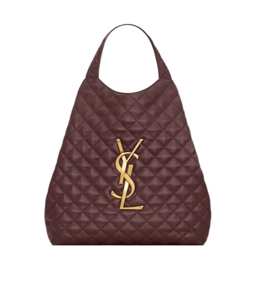 Saint Laurent Icare Logo Plaque Quilted Tote Bag - Cabernet Red