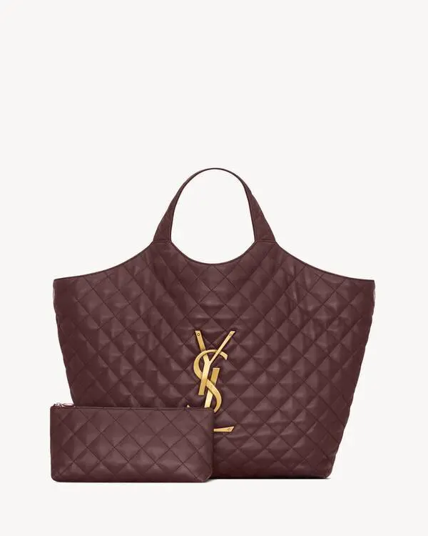 Saint Laurent Icare Logo Plaque Quilted Tote Bag