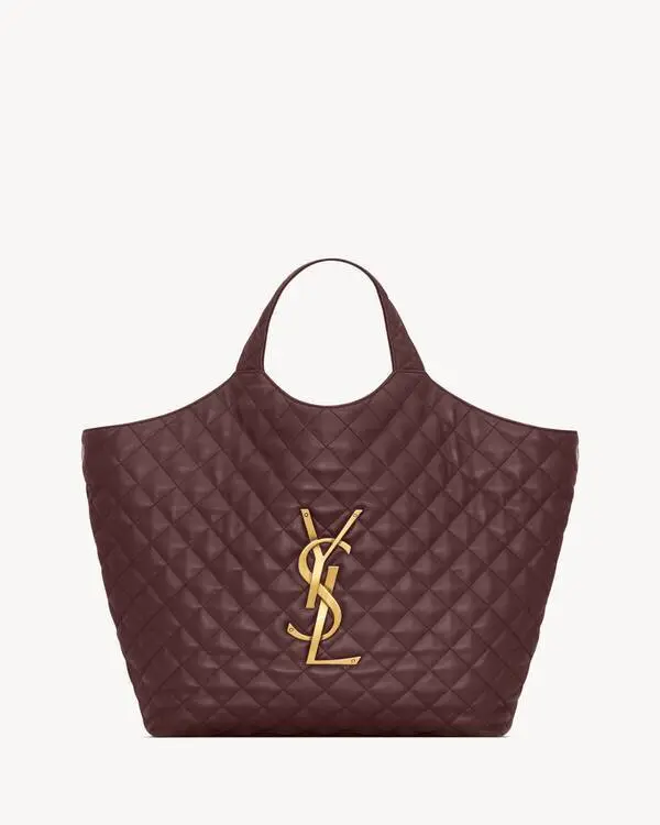 Saint Laurent Icare Logo Plaque Quilted Tote Bag