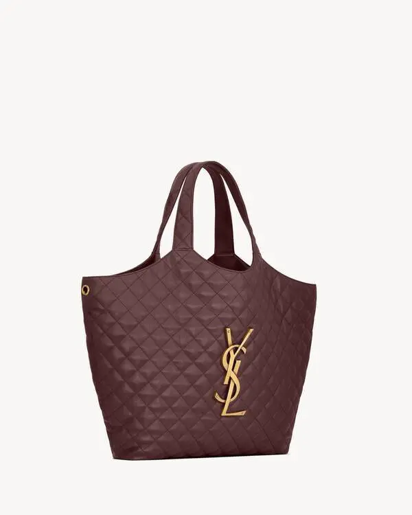 Saint Laurent Icare Logo Plaque Quilted Tote Bag
