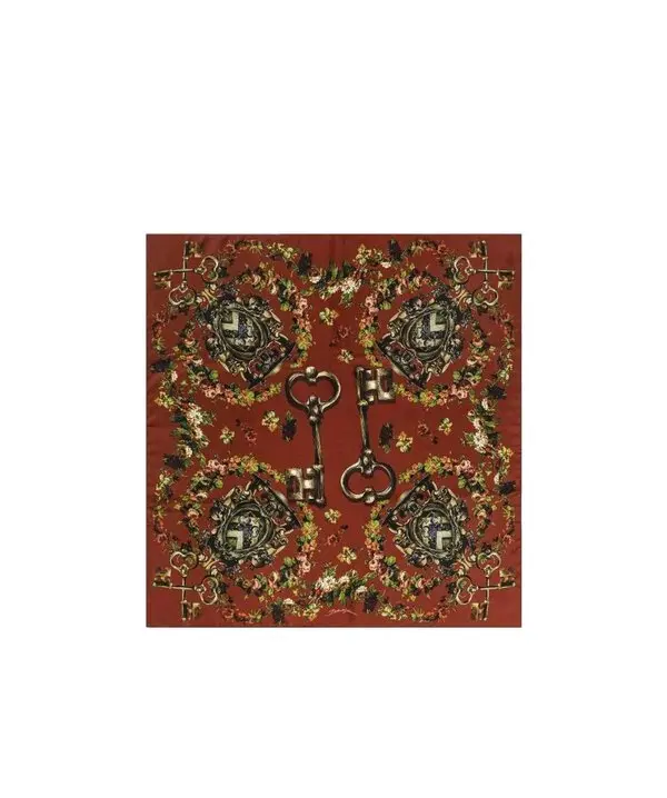 Dolce & Gabbana Printed Silk Scarf - Red