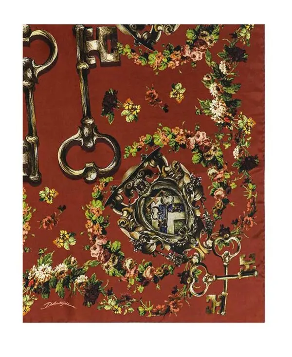 Dolce & Gabbana Printed Silk Scarf - Red