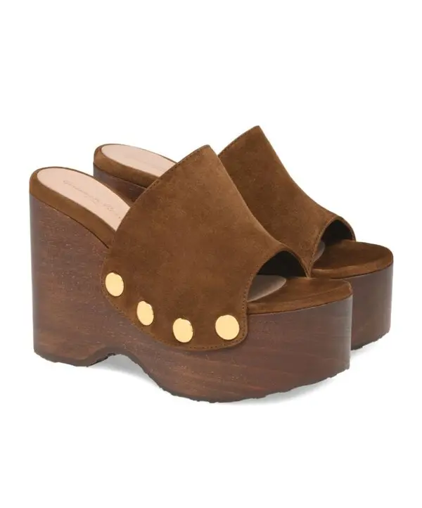 GIANVITO ROSSI Open Toe Wedge Sandals - Brown