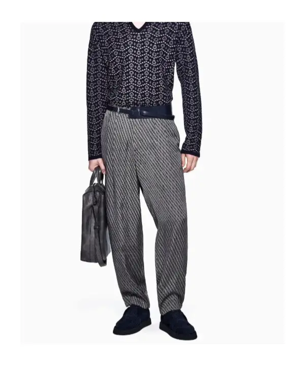 Giorgio Armani Pleated Trousers With Diagonal Stripe Pattern