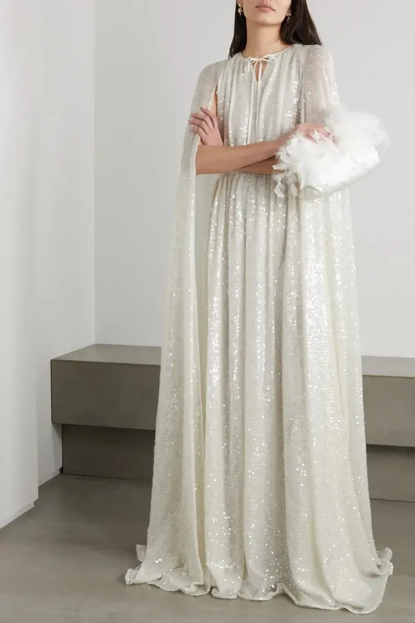 Erdem Kenley Shawl-style Sequined Gown