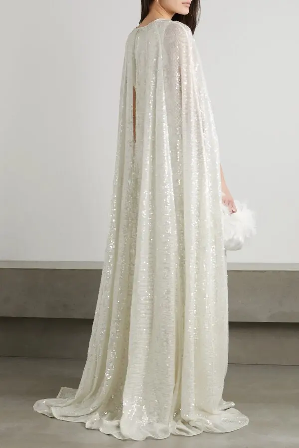 Erdem Kenley Shawl-style Sequined Gown